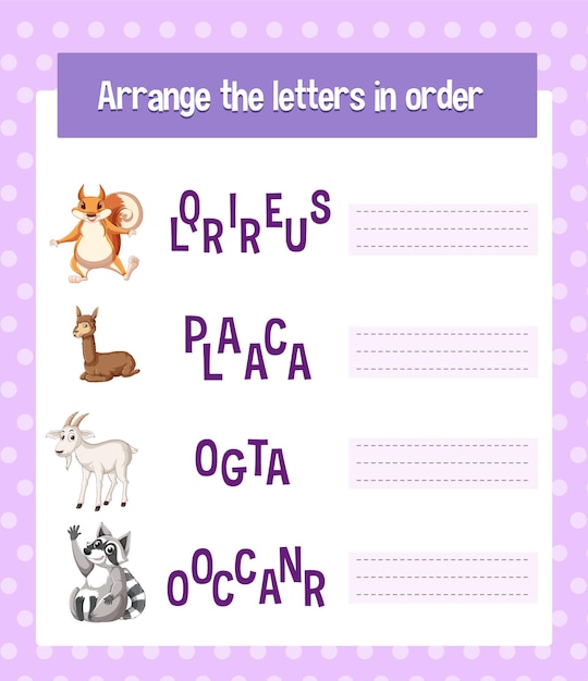 Arrange the Letters in Order: Playful Animal Alphabet | Jiffy Designs