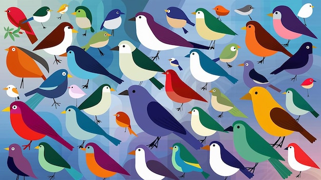 A Vibrant Flock of Colorful Birds in Flight | Jiffy Designs