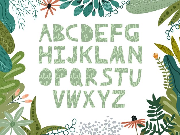 Nature-Inspired Alphabet with Leafy Botanical Illustrations | Jiffy Designs