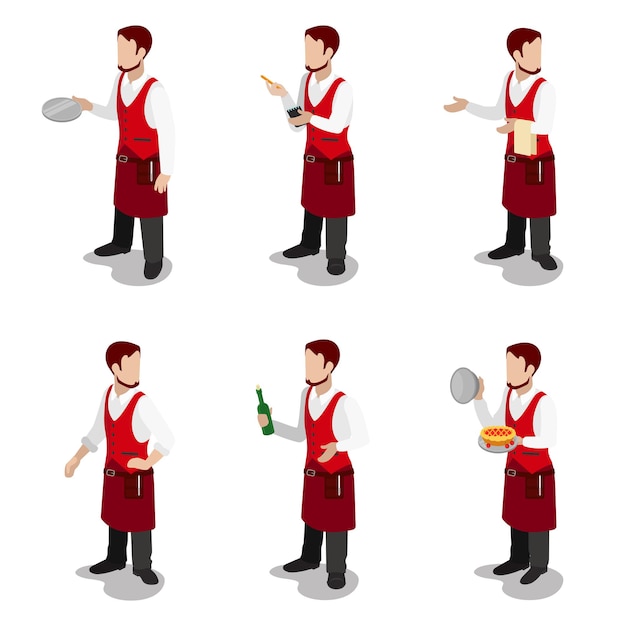 Diverse Culinary Professional Icons in Red Uniform | Jiffy Designs