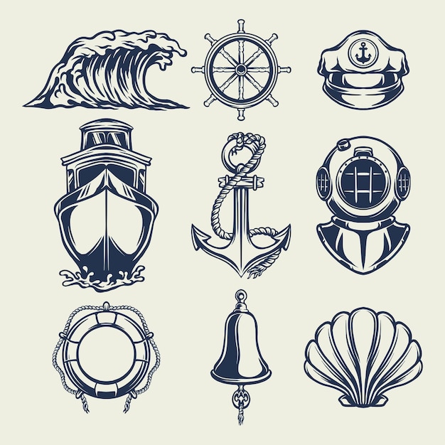 Captivating Maritime Symbols: A Nautical Emblem Collection | Jiffy Designs
