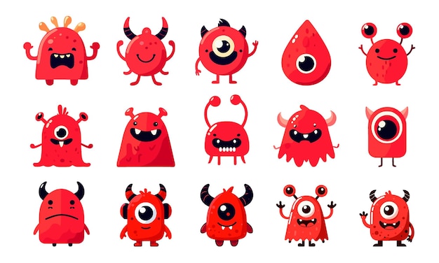 Playful Red Monsters with Expressive Cartoon Designs | Jiffy Designs