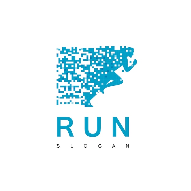 Pixelated Runner Silhouette with Slogan in Vibrant Blue | Jiffy Designs