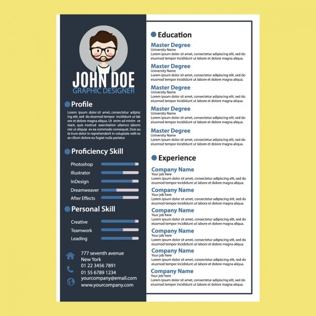 Stylish Resume Template with Profile Picture and Skill Bars | Jiffy Designs