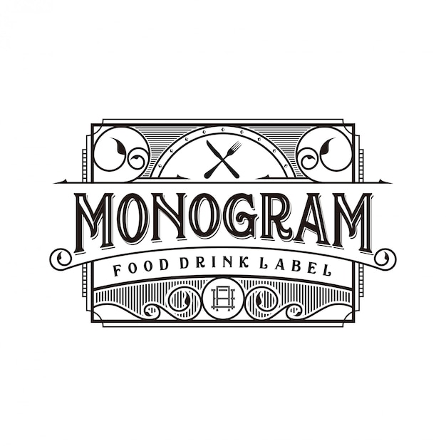 Vintage Monogram Food and Drink Label with Ornate Design | Jiffy Designs