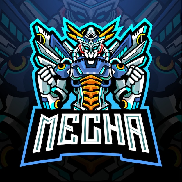 Powerful Mecha Warrior Emblem with Neon Accents | Jiffy Designs