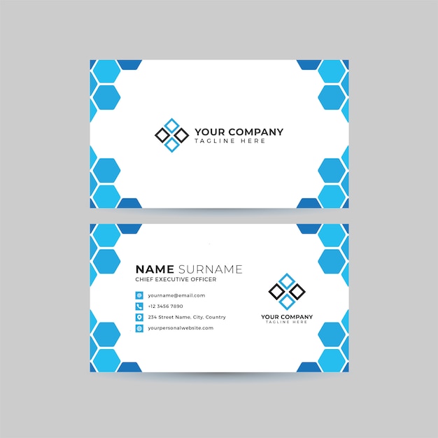 Geometric Blue Hexagon Business Card Design | Jiffy Designs