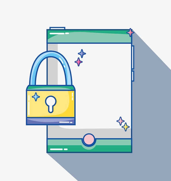 Stylized Digital Lock and Mobile Device Illustration | Jiffy Designs