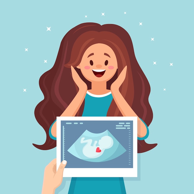 Joyful Woman Holding Ultrasound Scan of Baby | Jiffy Designs