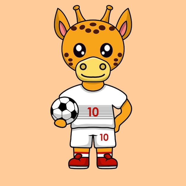 Cute Giraffe Soccer Player Holding Ball | Jiffy Designs