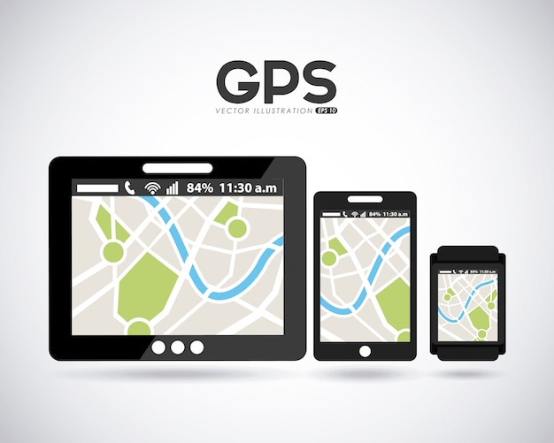 GPS Navigation Devices with Map Display Illustration | Jiffy Designs