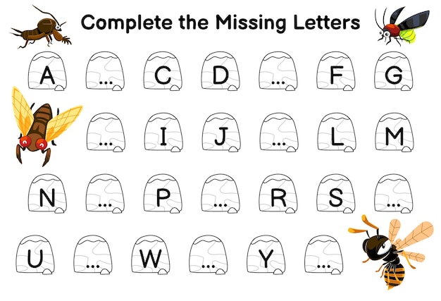 Engaging Insect Alphabet: Complete the Missing Letters | Jiffy Designs
