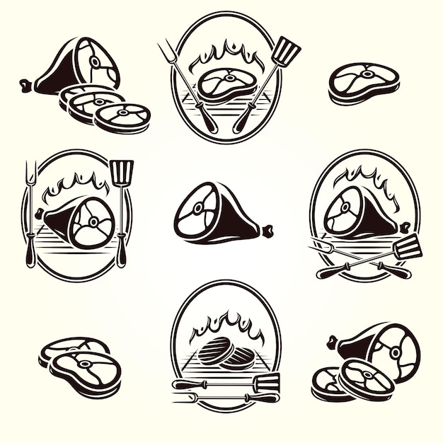 Delectable Steak and Grill Emblem Collection: Diverse Culinary Symbols ...