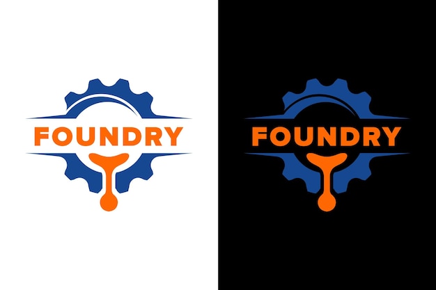 Vibrant Foundry Logo with Gears and Droplet Symbol | Jiffy Designs