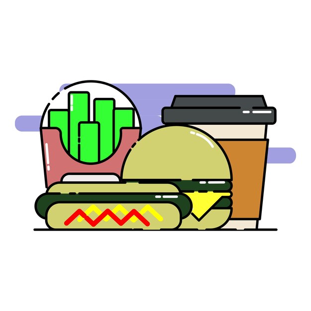 Vibrant Assortment of Fast Food Icons | Jiffy Designs