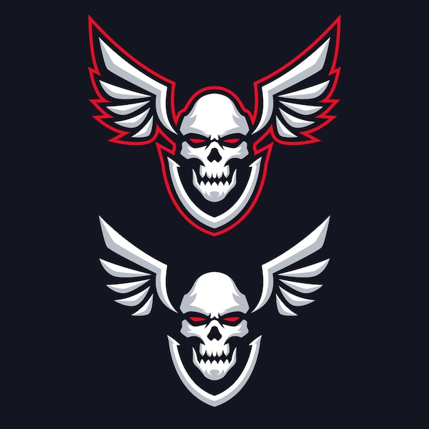 Winged Skull Emblems in Bold Red and White | Jiffy Designs