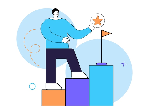 Determined Achiever Reaching for Shining Star on Graph | Jiffy Designs