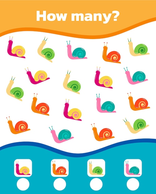 Colorful Snail Counting Game on a Vibrant Background | Jiffy Designs
