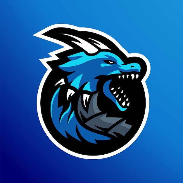Fierce Blue Dragon Mascot Logo on Vibrant Blue | Jiffy Designs