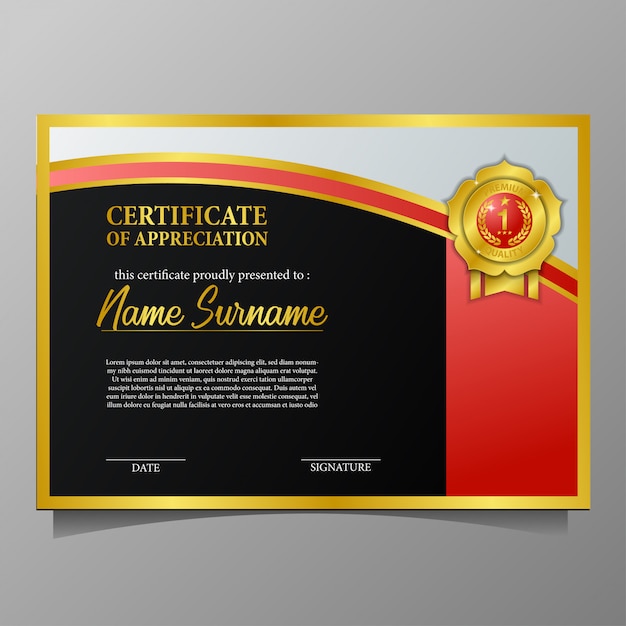 Elegant Certificate of Appreciation with Emblem and Ribbon Design ...