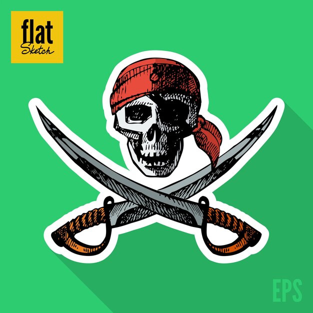 Fearsome Pirate Skull with Crossed Cutlasses | Jiffy Designs