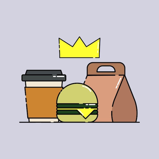 Vibrant Crown and Iconic Fast Food Items | Jiffy Designs