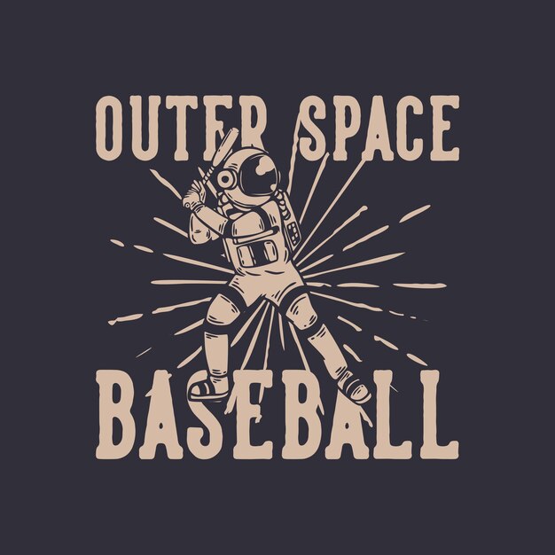 Vintage Astronaut Swinging Baseball Bat in Outer Space | Jiffy Designs