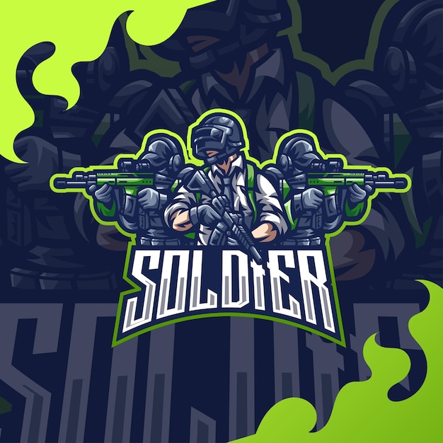 Fierce Soldier Mascot Emblem with Smoky Backdrop | Jiffy Designs