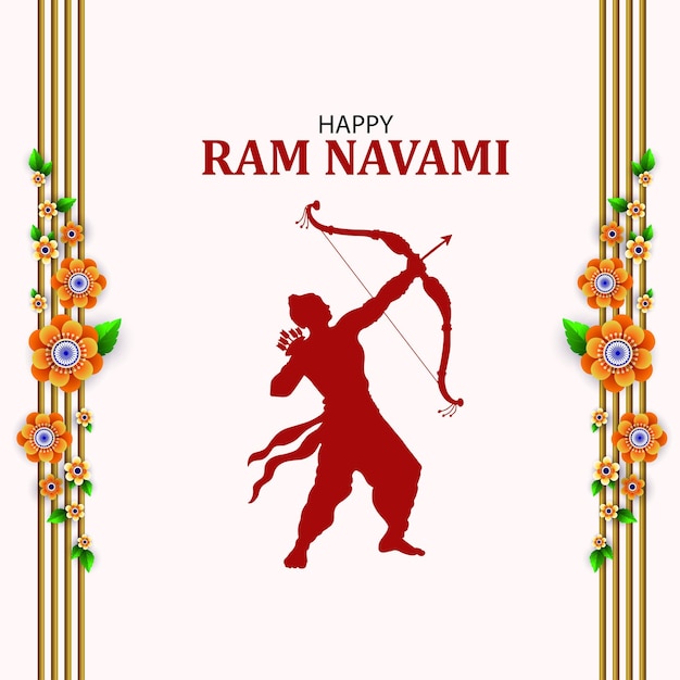 Ram Navami Celebration with Archer Silhouette and Floral Borders ...
