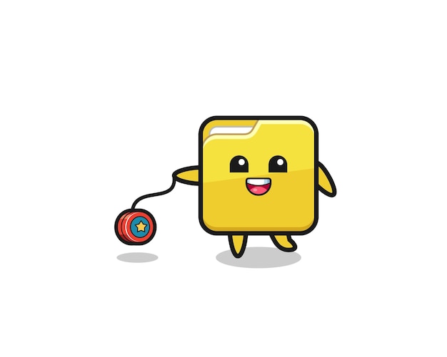 Cheerful Square Character Playing with Yo-yo | Jiffy Designs