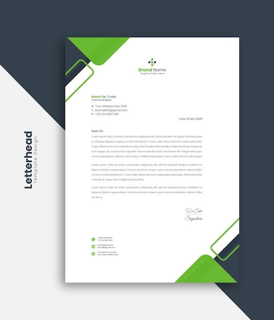 Eco-Friendly Letterhead with Geometric Shapes and Recycling Symbol ...