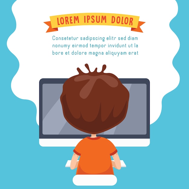 Child Viewing Computer with Deer Graphic and Banner Text | Jiffy Designs