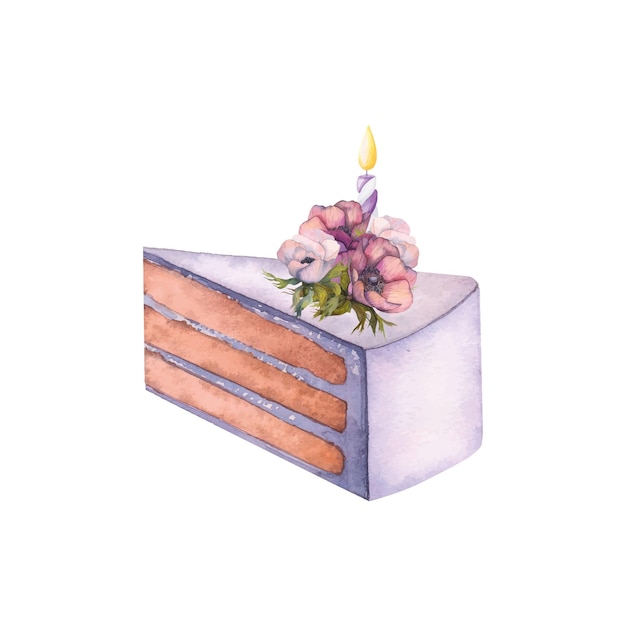 Delicate Floral Cake Slice with Candle Celebration | Jiffy Designs
