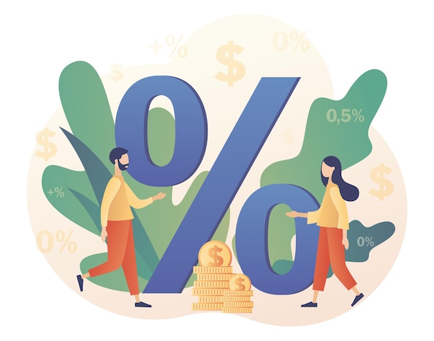 Vibrant Percentage Illustration with Stylized Characters | Jiffy Designs