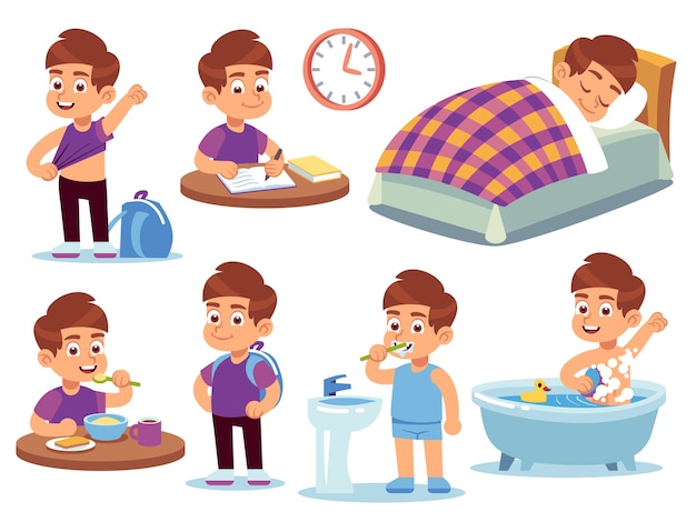 Charming Illustrations of a Boy's Daily Routine and Activities | Jiffy ...