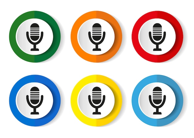 Vibrant Microphone Icons in Bold Primary Colors | Jiffy Designs