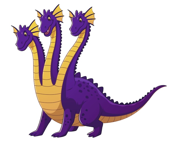 Vibrant Three-Headed Dragon Illustration | Jiffy Designs