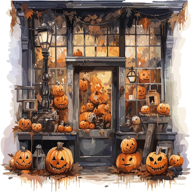 Cozy Autumn Pumpkin Display in Rustic Storefront Window | Jiffy Designs