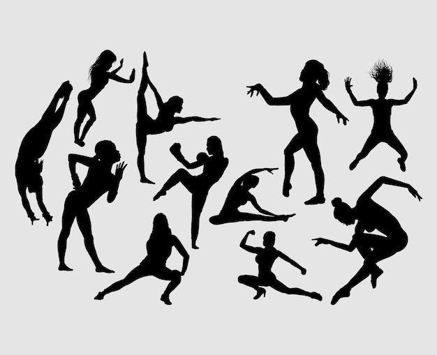 Silhouette Collection of Dancers in Graceful Poses and Movements ...