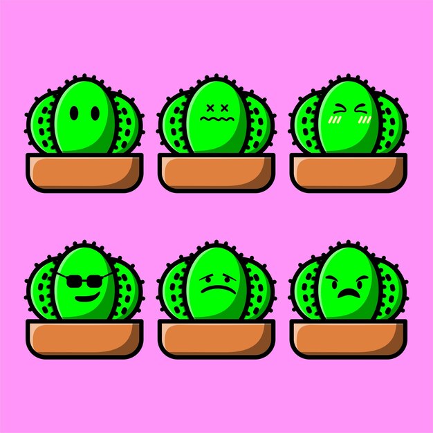 Cute Cactus Emojis in Pots: A Whimsical Collection | Jiffy Designs