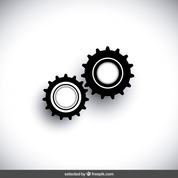 Interlocking Black Gear Cogs on White Background | Jiffy Designs