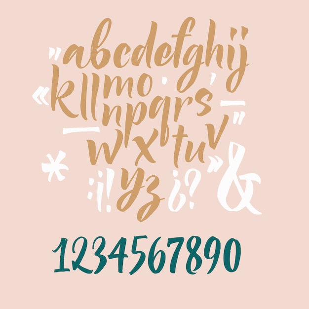 Elegant Calligraphic Alphabet and Numerals in Soft Pastel Tones | Jiffy ...