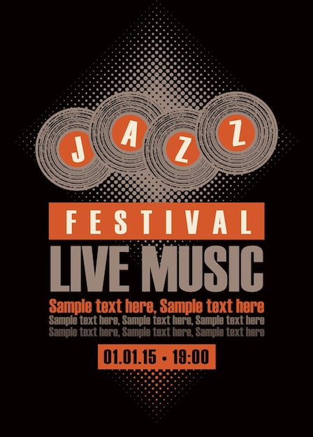 Jazz Festival Live Music Event Poster with Date and Time | Jiffy Designs