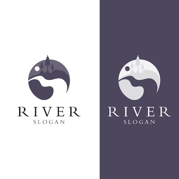 Elegant River Emblem with Crescent Moon Design | Jiffy Designs