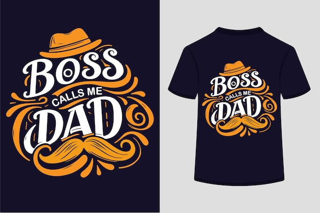 Stylish Mustache Boss Dad Typography Design | Jiffy Designs