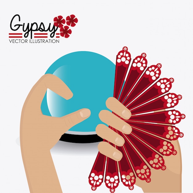Gypsy Flamenco Dancer Illustration with Fan and Bold Colors | Jiffy Designs