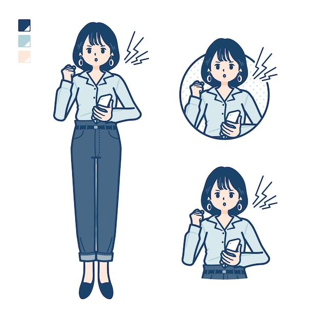 Expressive Anime Girl Character Illustrations in Blue Tones | Jiffy Designs