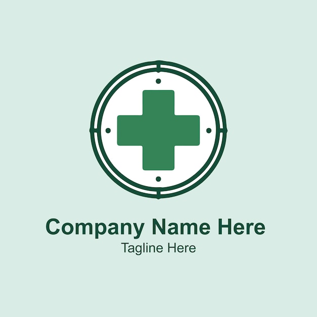 Minimalist Green Medical Cross Icon with Company Name | Jiffy Designs