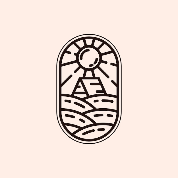 Serene Landscape Emblem with Sun and Mountains | Jiffy Designs