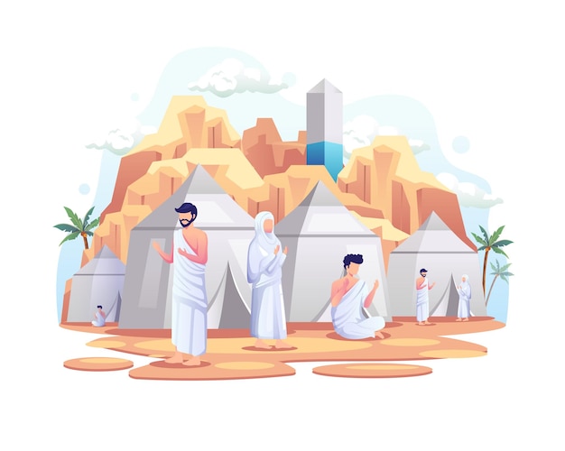 Pilgrims Performing Rituals in Arid Desert Landscape | Jiffy Designs